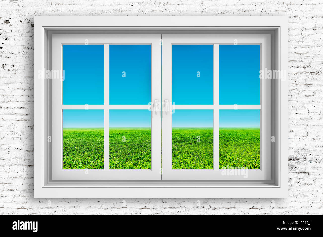 3d window frame with beautiful blue sky background Stock Photo - Alamy