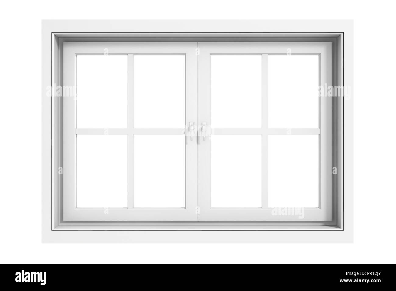 3d window frame on white background Stock Photo - Alamy