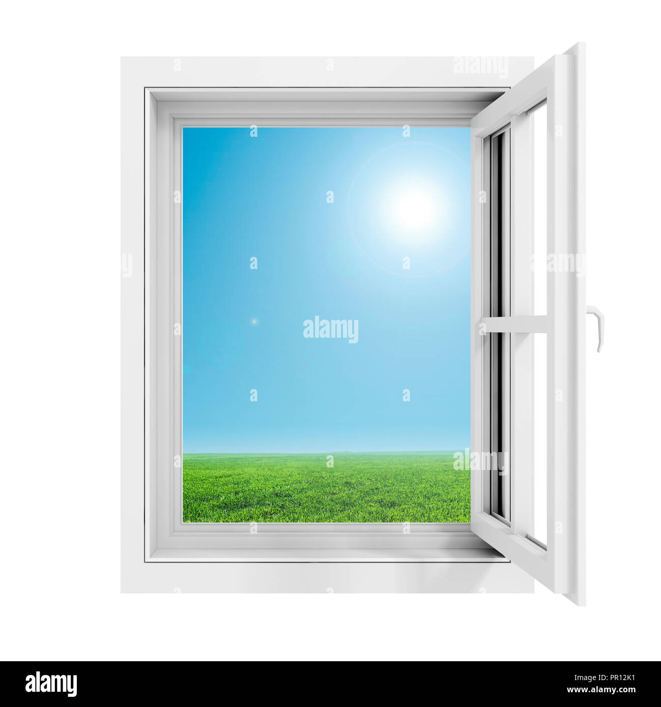 3d window frame with beautiful blue sky background Stock Photo - Alamy