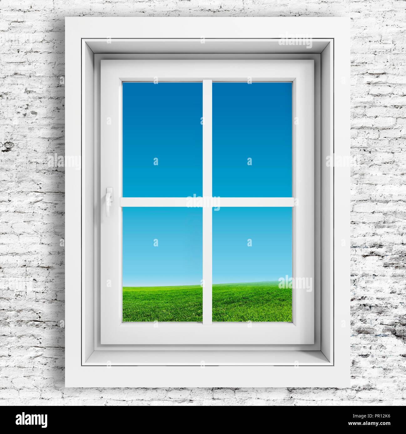3d window frame with beautiful blue sky background Stock Photo - Alamy