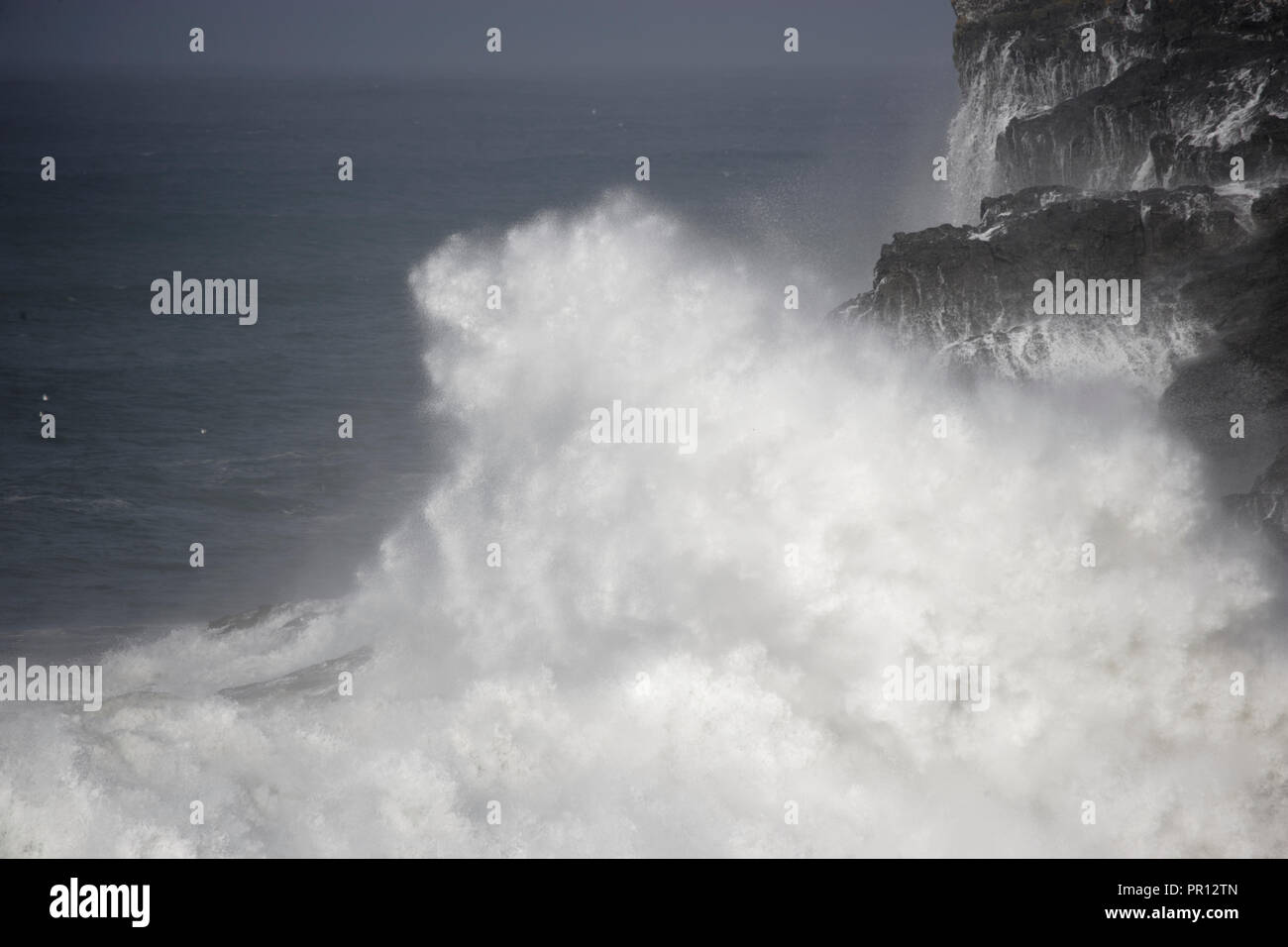 Storm waves Porth Newquay Cornwall UK Stock Photo - Alamy