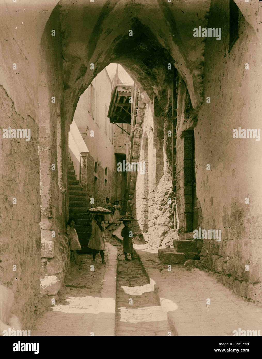 Nazareth. Street scene in older quarter. 1898, Israel, Nazareth Stock ...