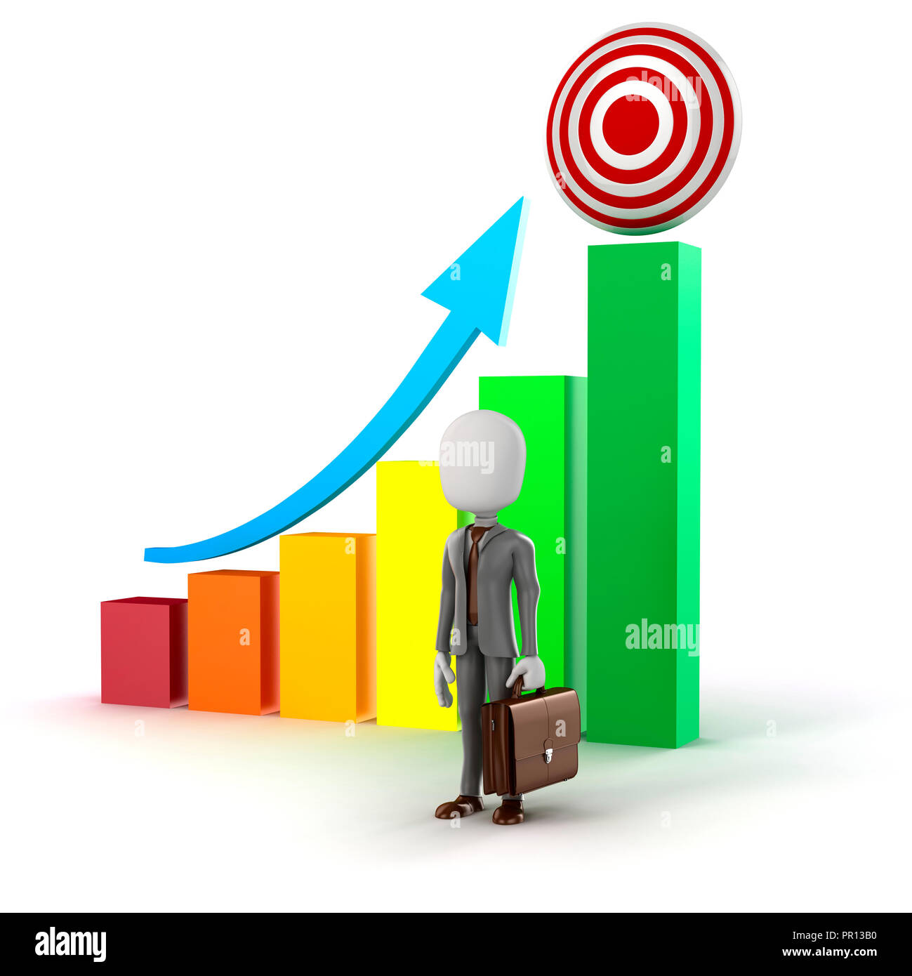 3d man businessman and graphic, succes in business concept Stock Photo ...