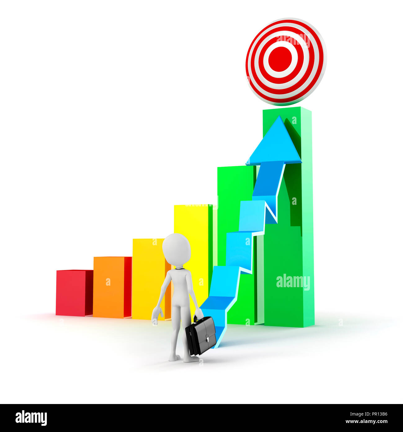 3d man businessman and graphic, success in business concept Stock Photo ...