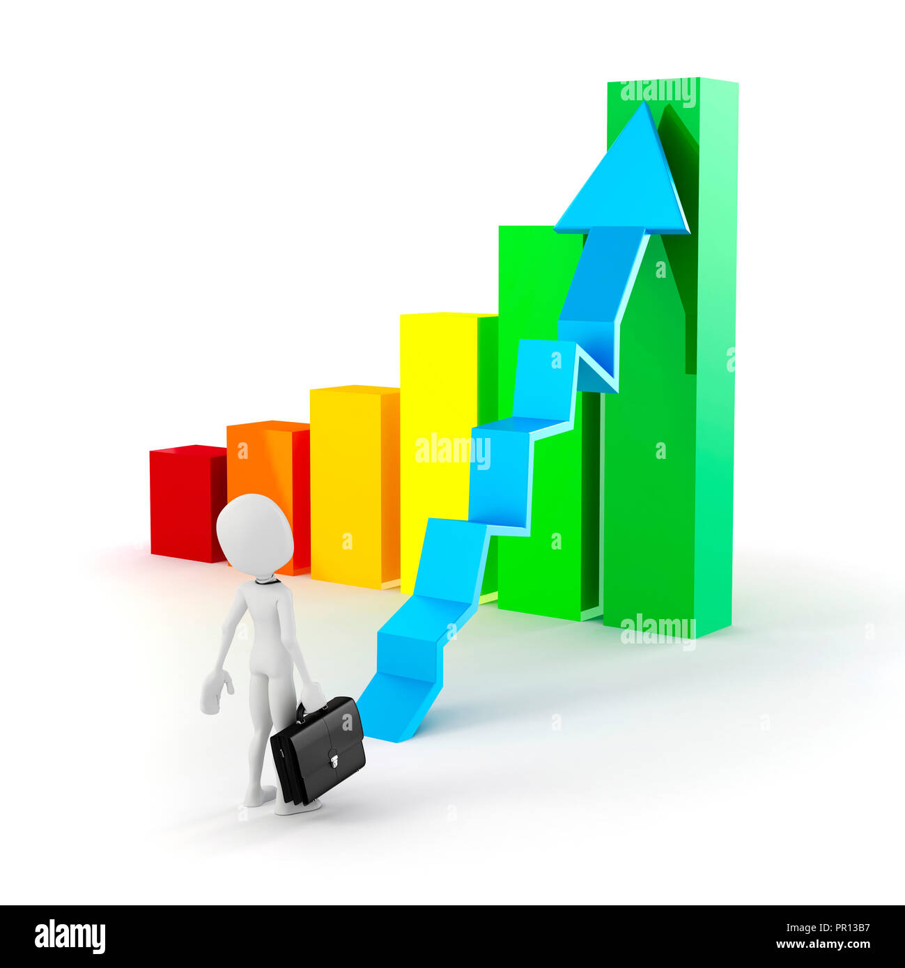 3d man businessman and graphic, success in business concept Stock Photo ...