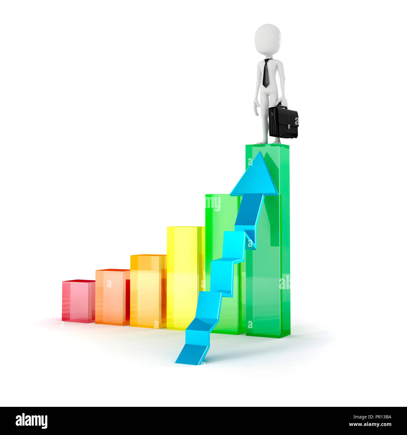 3d man businessman and graphic, success in business concept Stock Photo ...