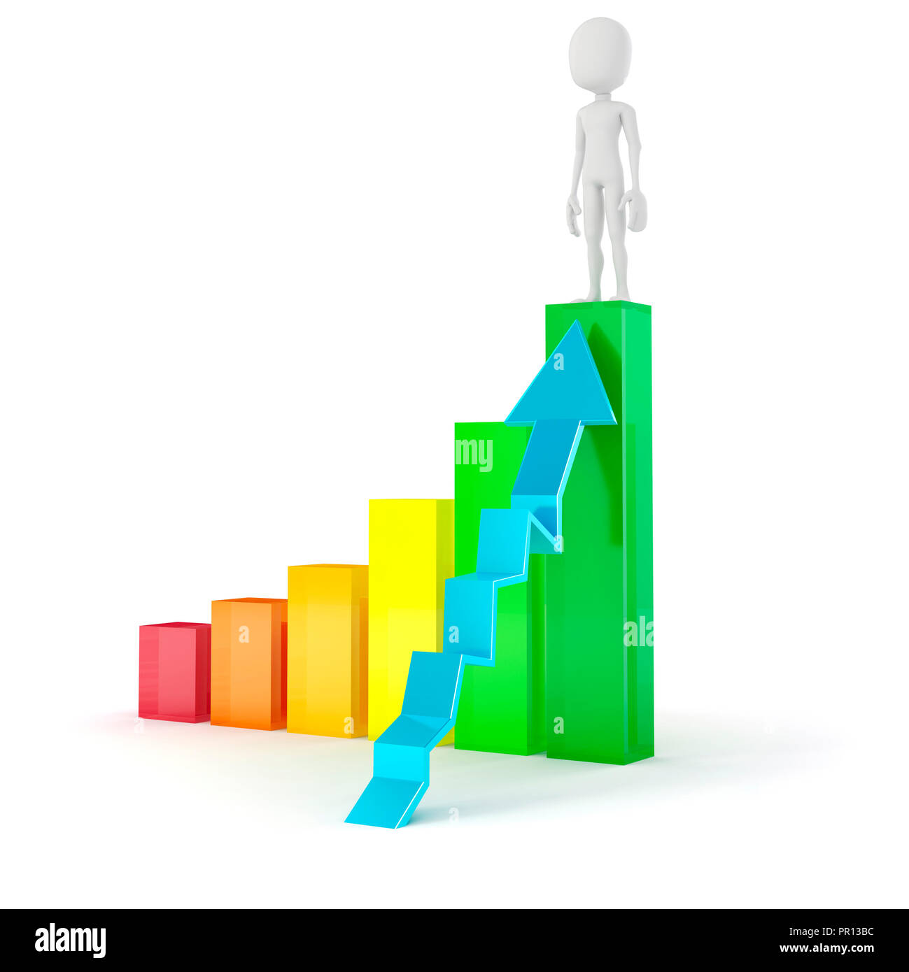 3d man businessman and graphic, success in business concept Stock Photo ...