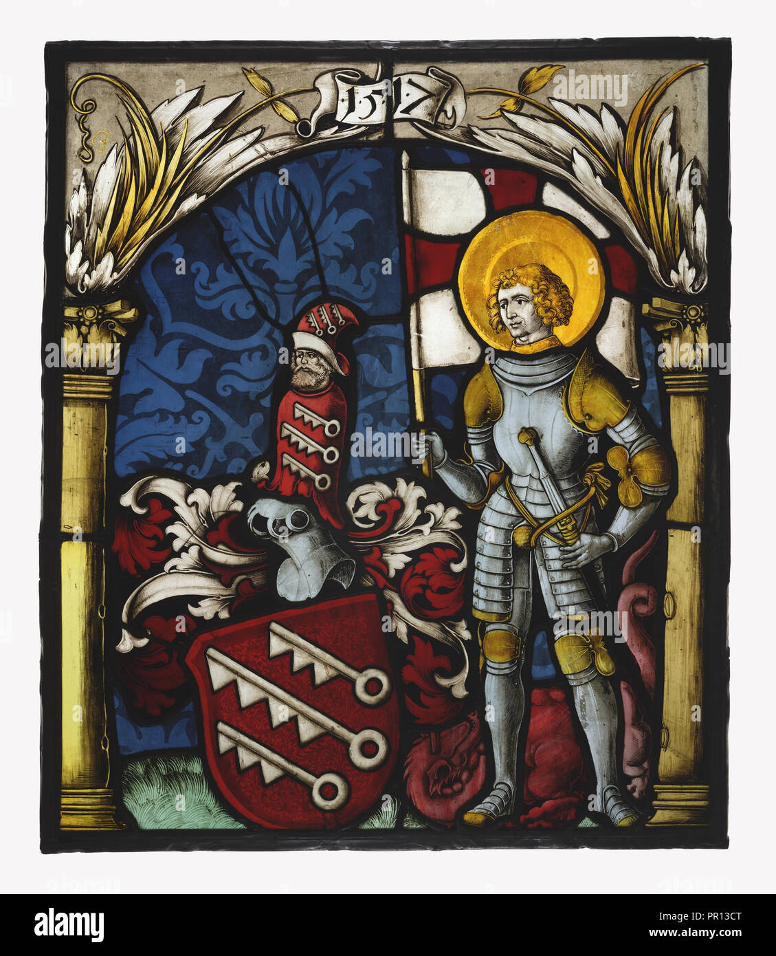 Saint George with the Arms of Speth; German; Germany; 1517; Pot-metal ...
