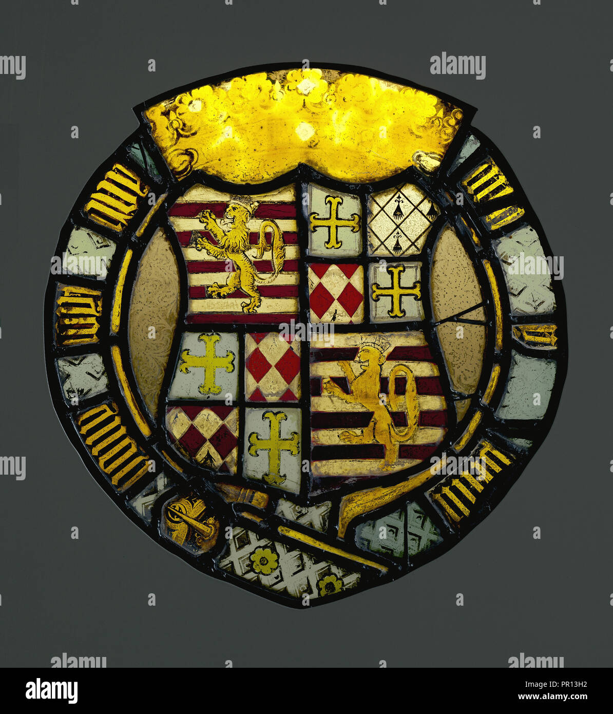 Heraldic Panel; English; East Anglia?, England; about 1520; Pot-metal ...