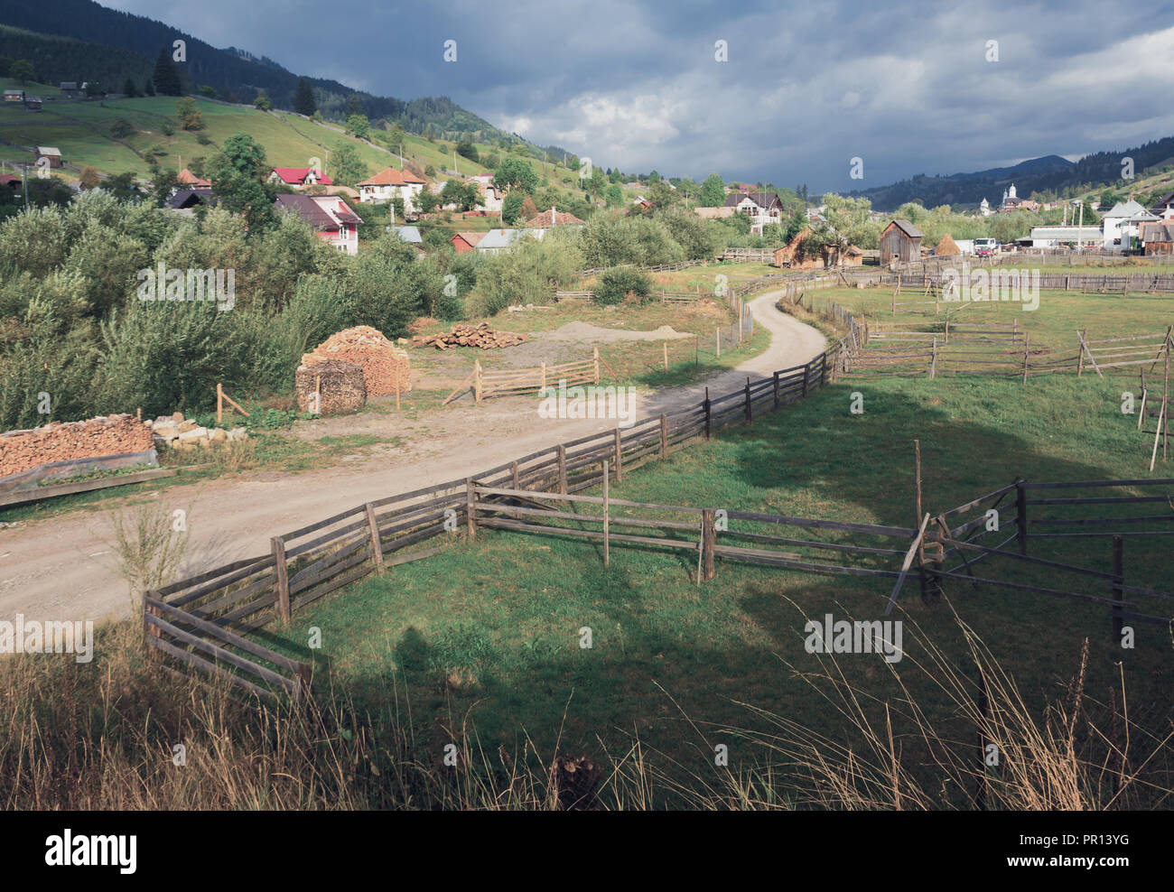 Rural landscape of romanian village Sadova, Suceava county, Romania ...