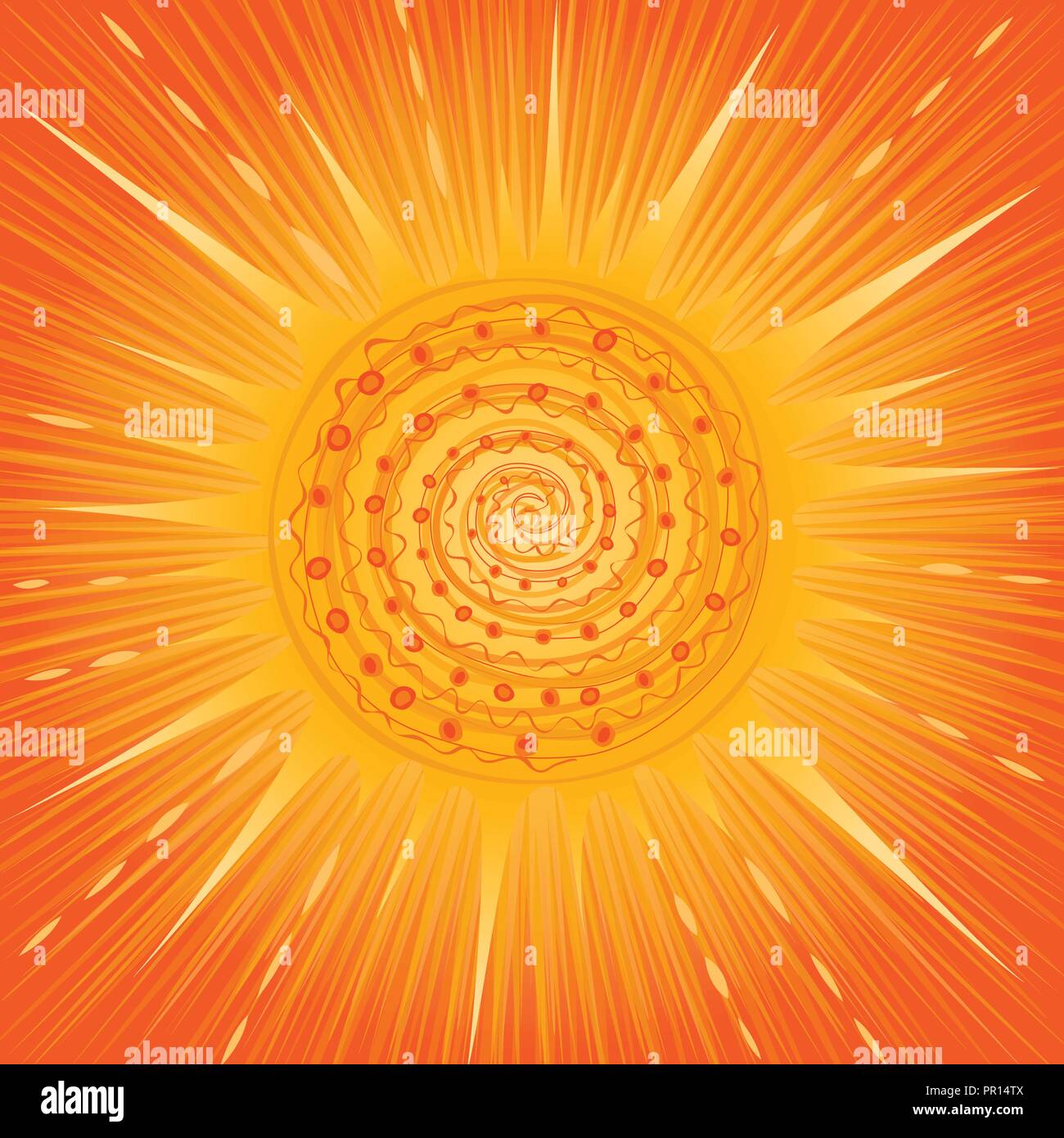 blazing sun in an orange sky stylised illustration Stock Vector Image ...
