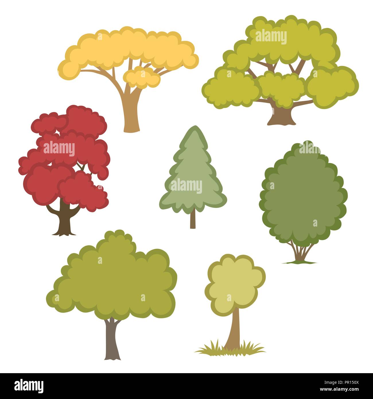 selection of vector trees isolated on a white background Stock Vector ...