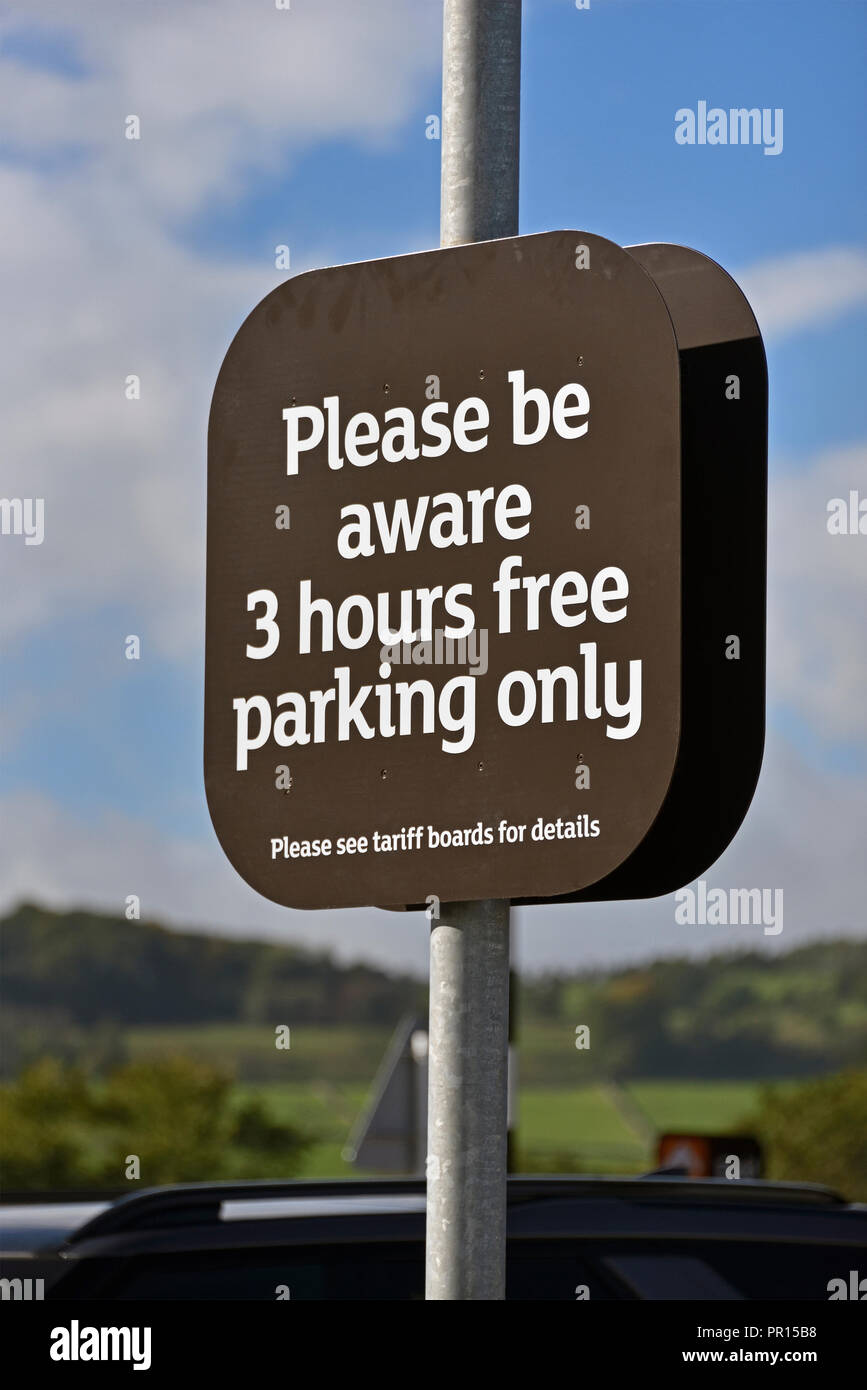 Parking regulations sign. Sainsbury's and Argos Supermarket. Shap Road ...