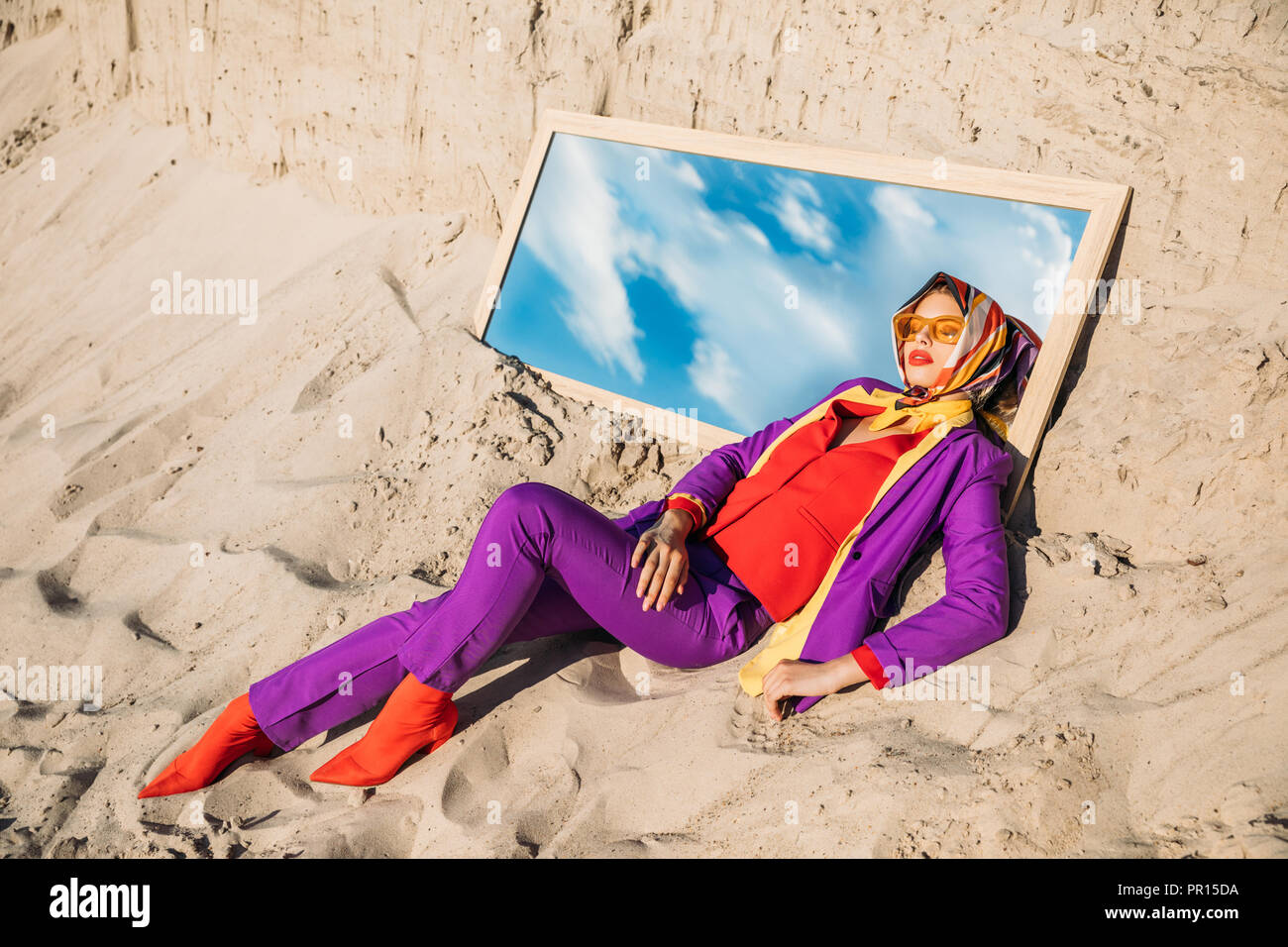Beautiful girl lying on mirror hi-res stock photography and images - Alamy
