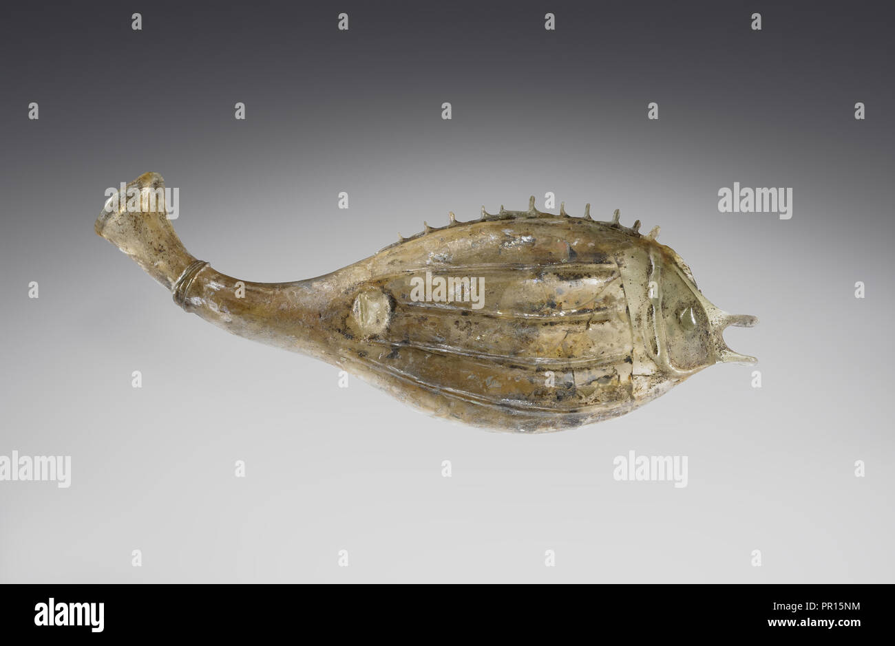 Fish Flask; Roman Empire; 3rd century A.D; Glass; 7.9 × 22 × 2.3 cm, 3 ...