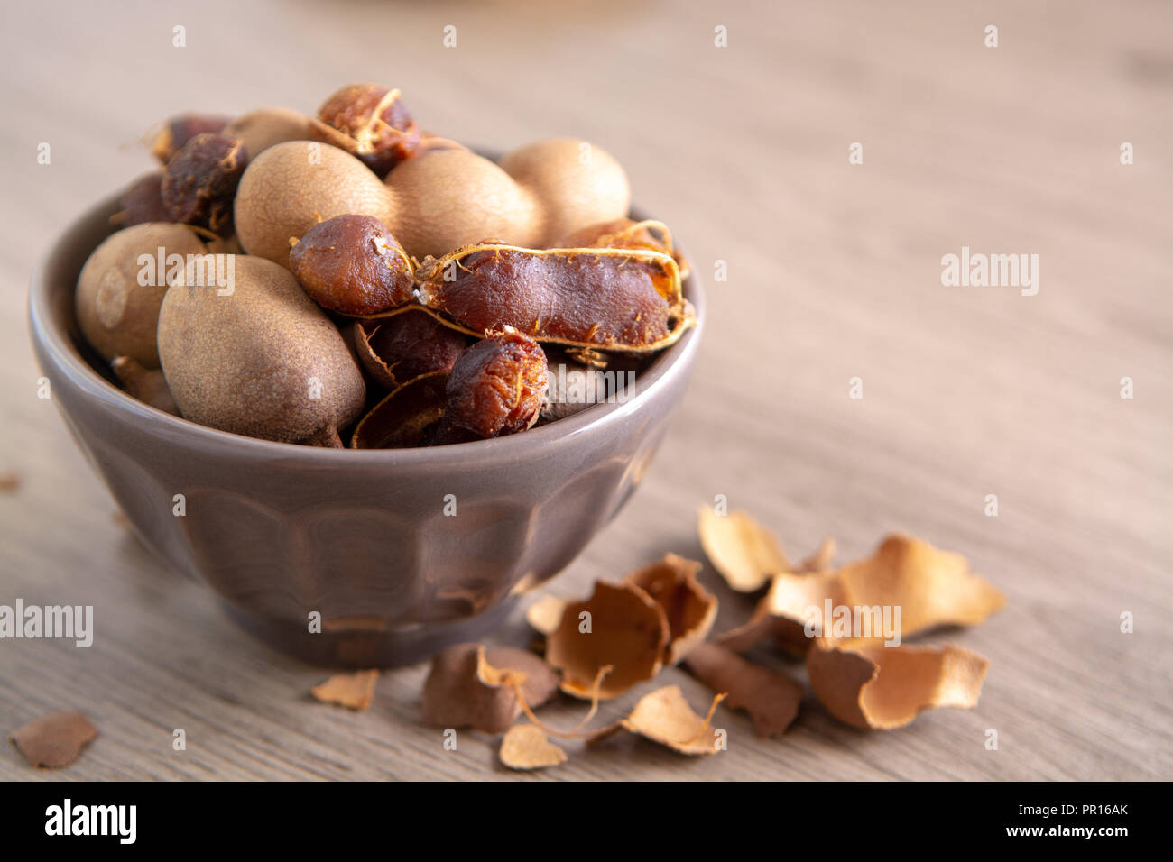 Fruits of tropcal Africal tree tamarind, used in cooking, traditional ...