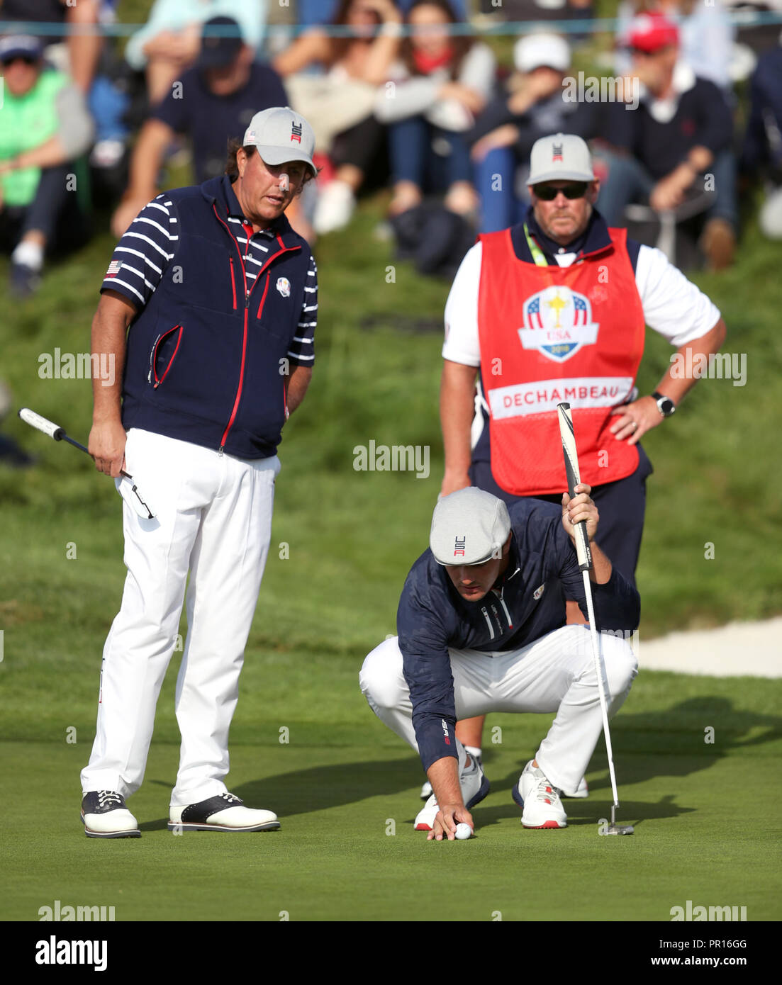 Team USA's Phil Mickleson (left) and Bryson DeChambeau on the 14th ...