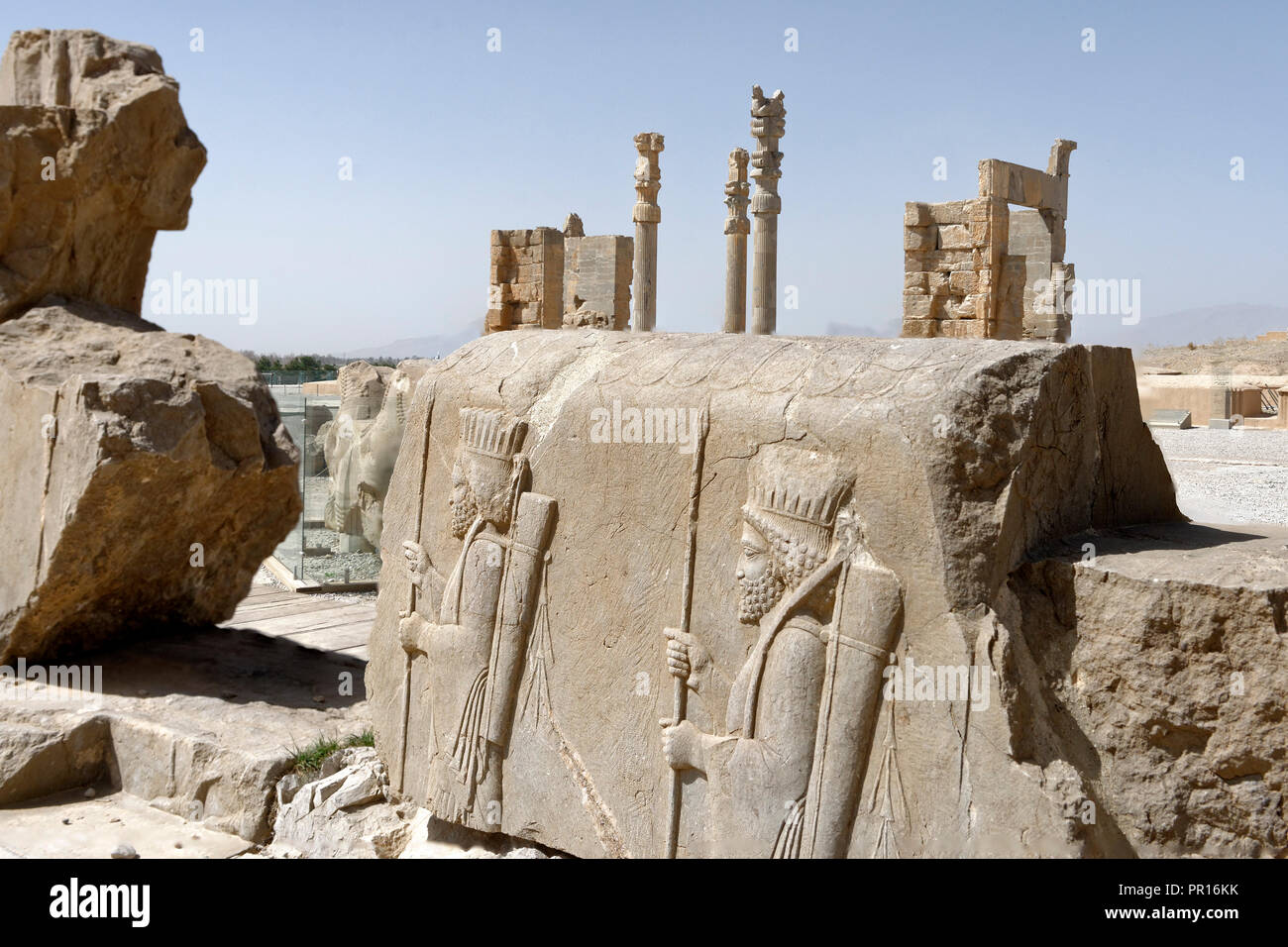 Bas relief of Persian soldiers, Persepolis, Iran, Middle East Stock ...
