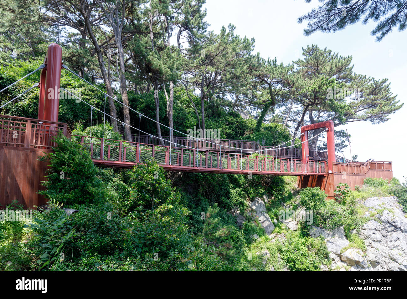Pedestrian seaside Bridge on Dongbaek Island beside Haeundae beach in ...