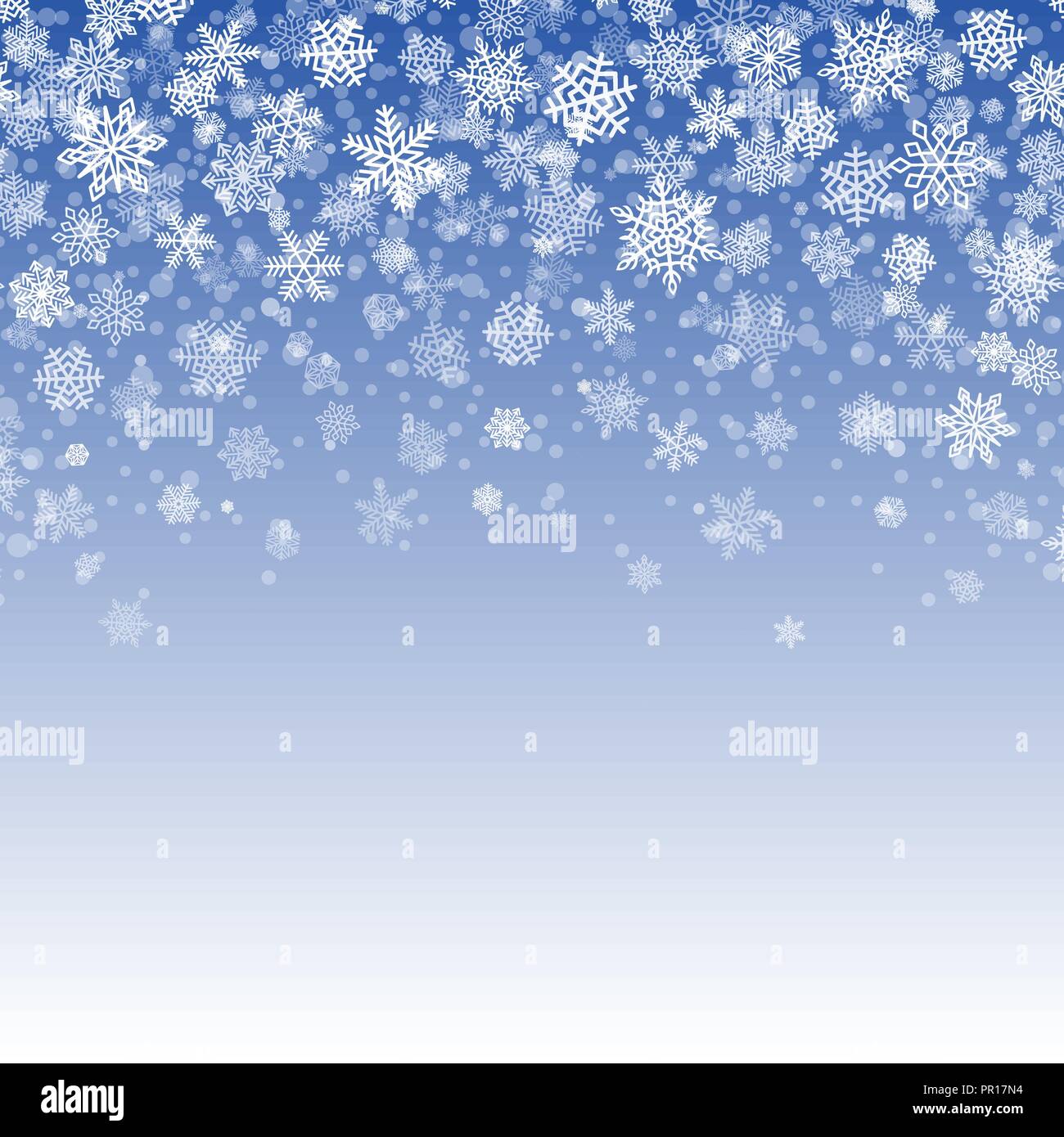 Vector snowflakes falling on blue background gradient Stock Vector ...