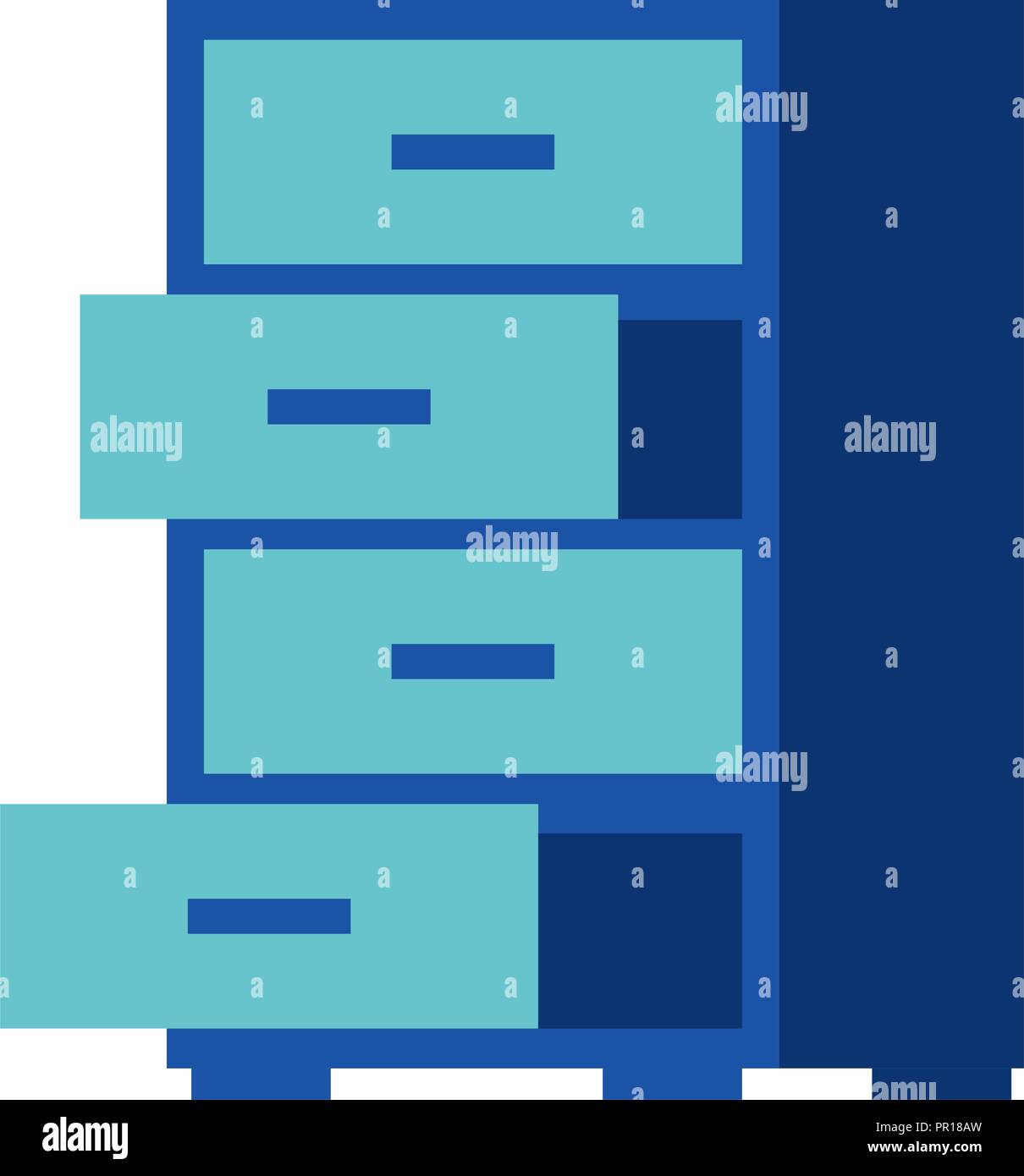 office cabinet furniture organizer open drawers vector illustration ...