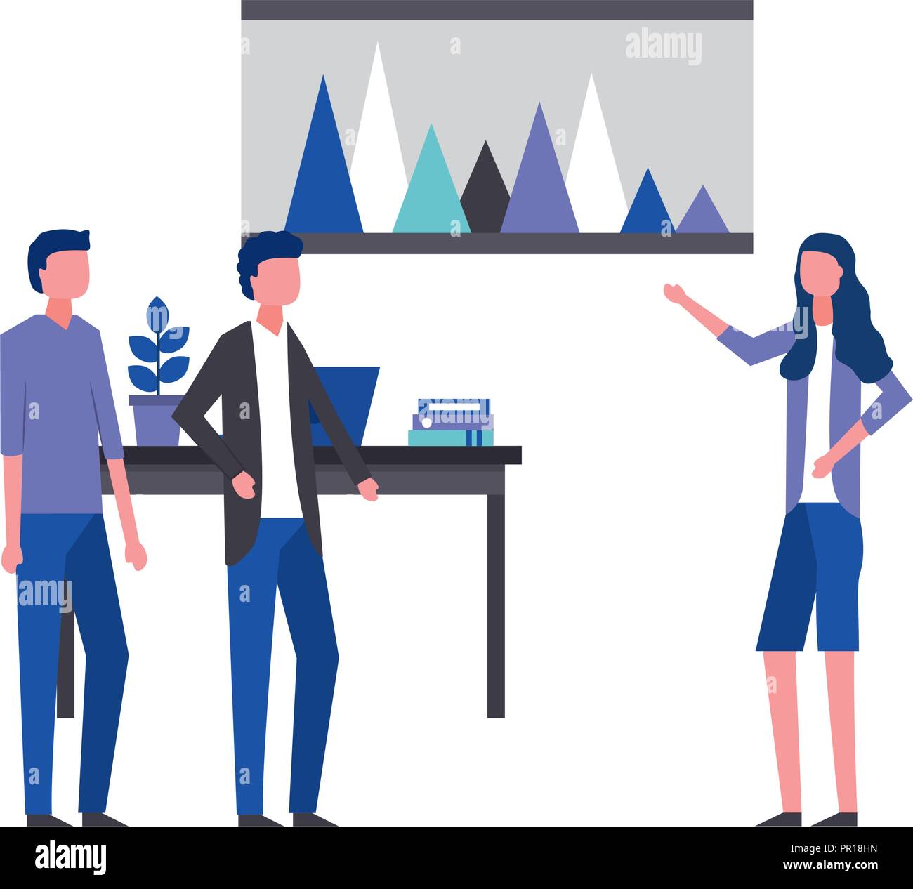 business woman showing report office workspace vector illustration ...