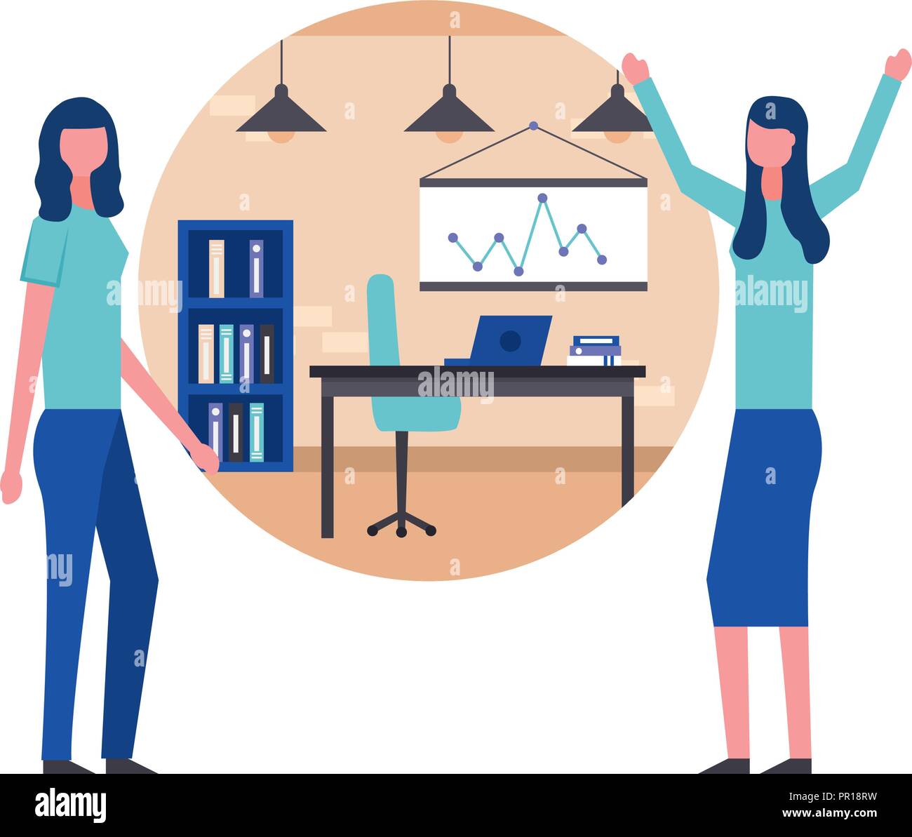 business two woman in the workspace office vector illustration Stock ...
