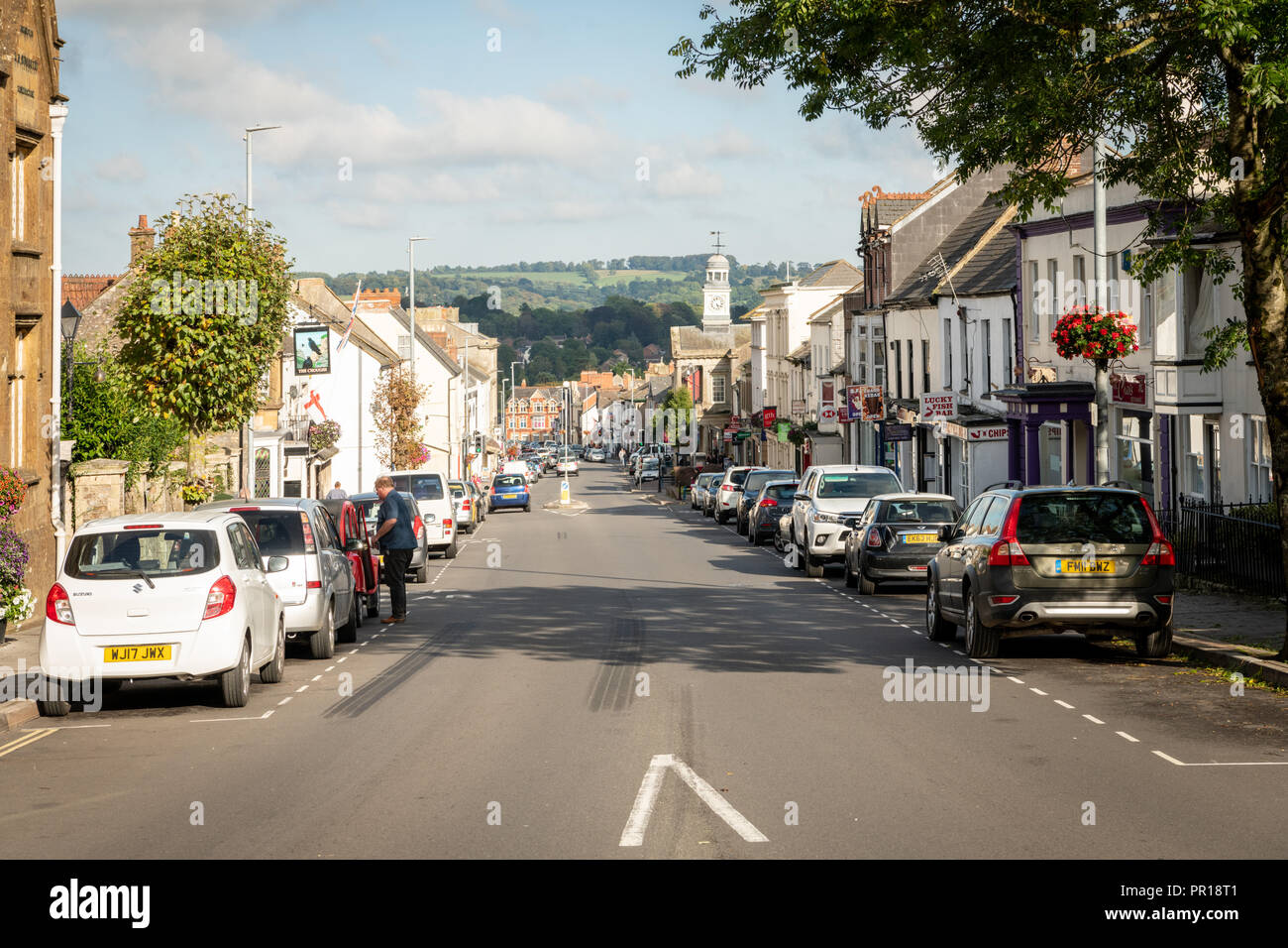 A view of the high street in the small town of Chard, Somerset, UK ...