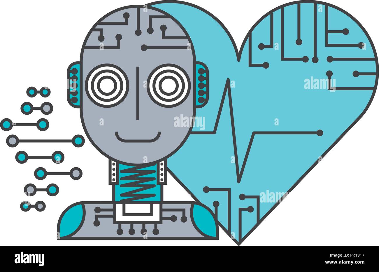 robot artificial intelligence heart health medical vector illustration ...