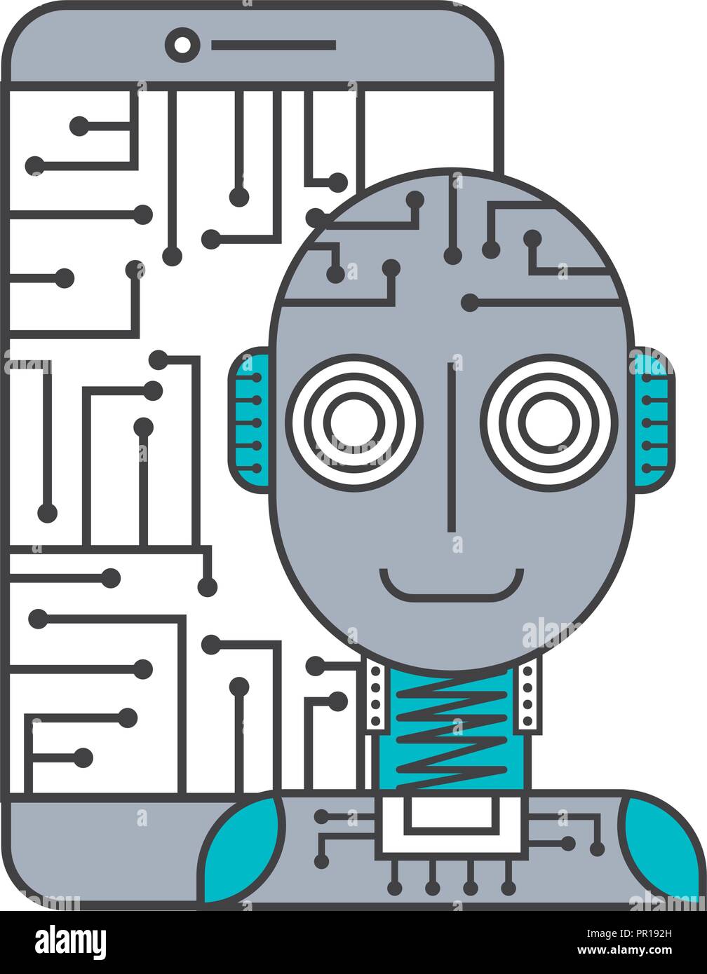 robot artificial intelligence smartphone device digital vector ...