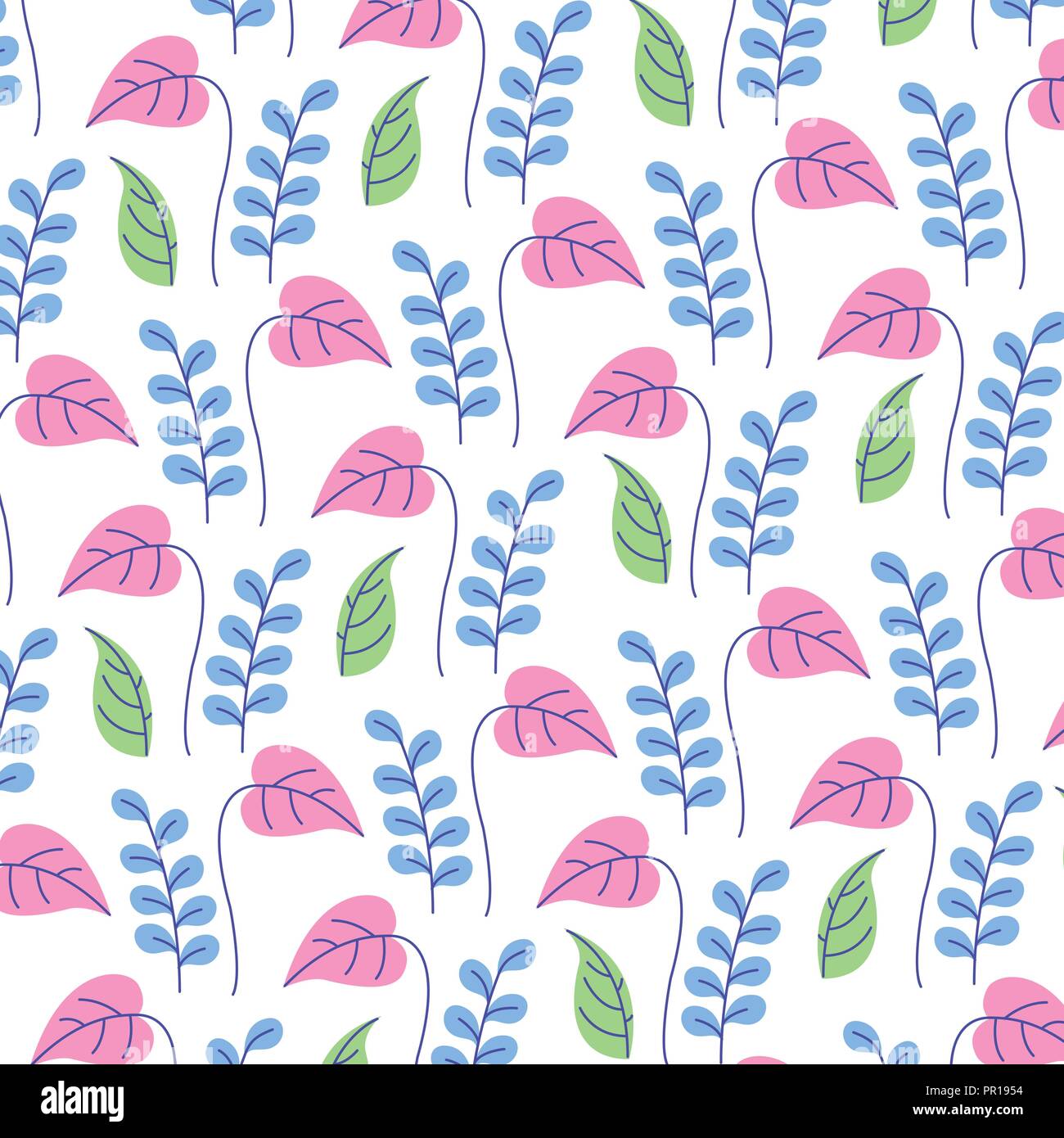 floral nature leaves foliage botanical pattern vector illustration ...