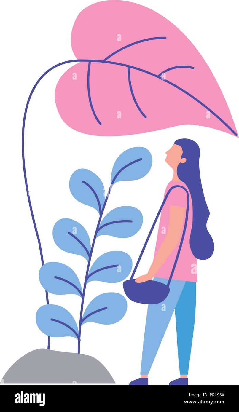woman side view looking nature landscape vector illustration Stock ...