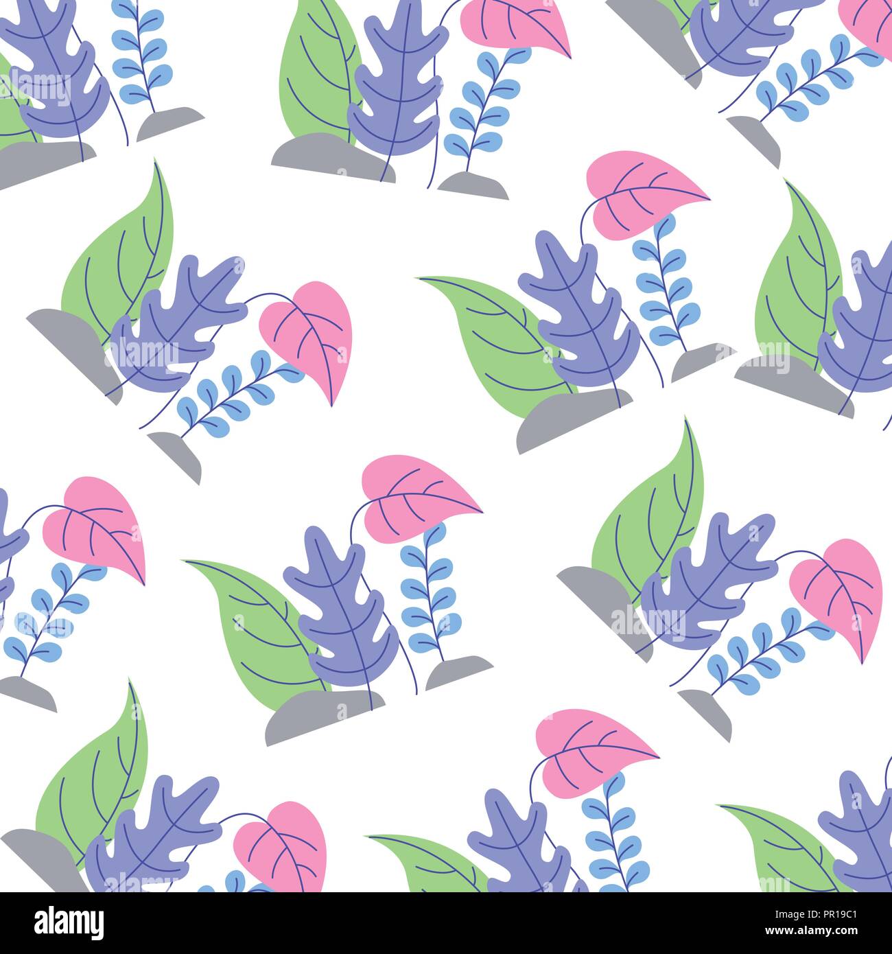 floral nature leaves foliage botanical pattern vector illustration ...