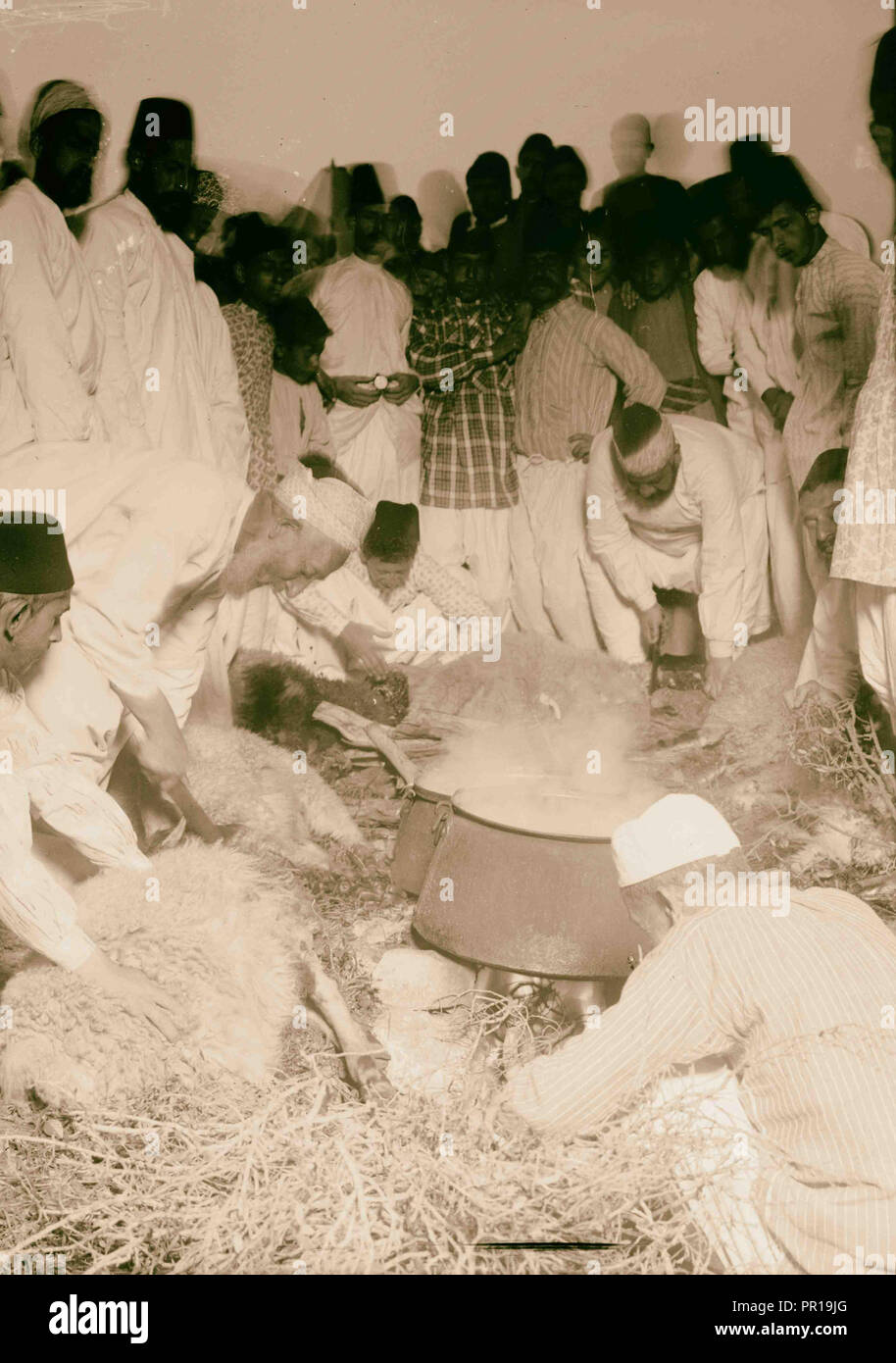 The Samaritan Passover on Mt. Gerizim The sacrifice. 1900, West Bank ...