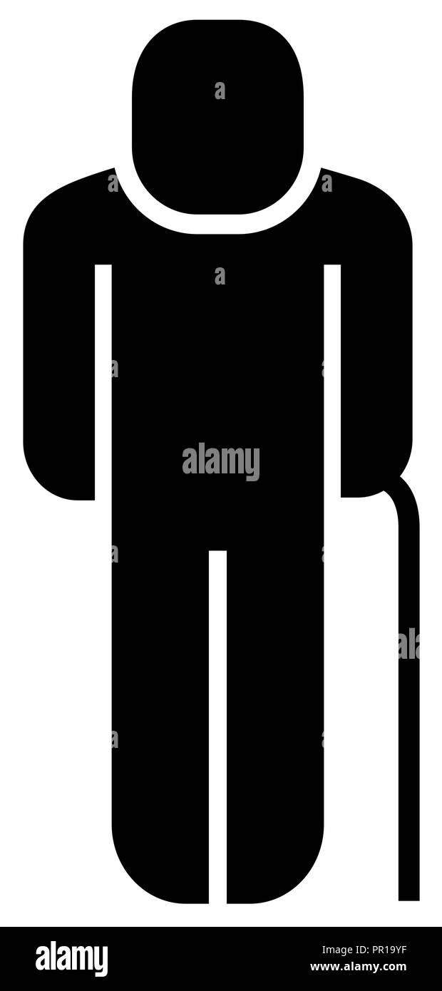 older man with walk cane pictogram vector illustration Stock Vector ...