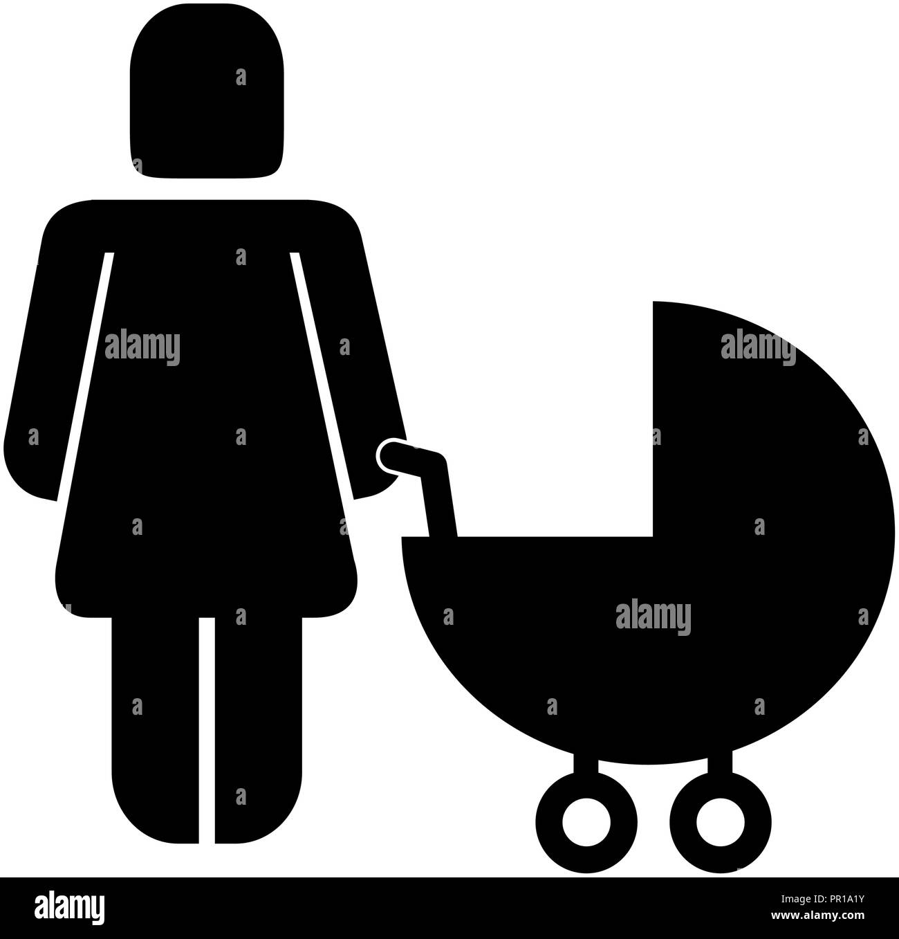 family mother with baby pram pictogram vector illustration Stock Vector ...