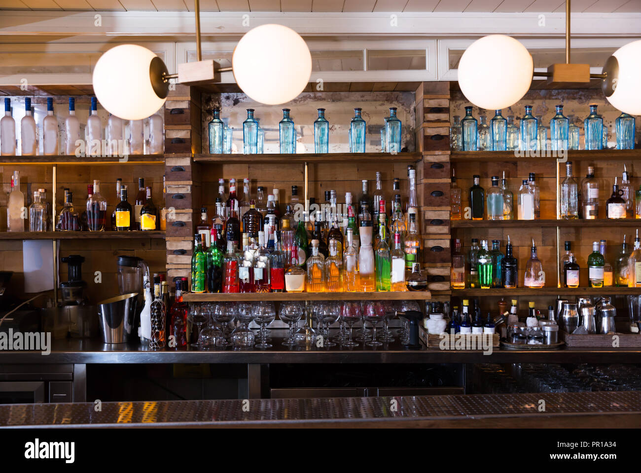 Image of big bar in night restaurant indoor Stock Photo - Alamy