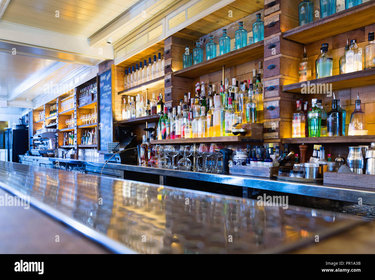 Illustration of empty fashionable stylish bar with alcohol in ...