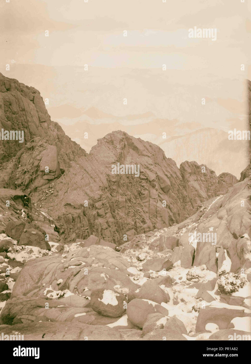 To Sinai via the desert. Magnificent view seen from Jebel Serbal. 1900 ...