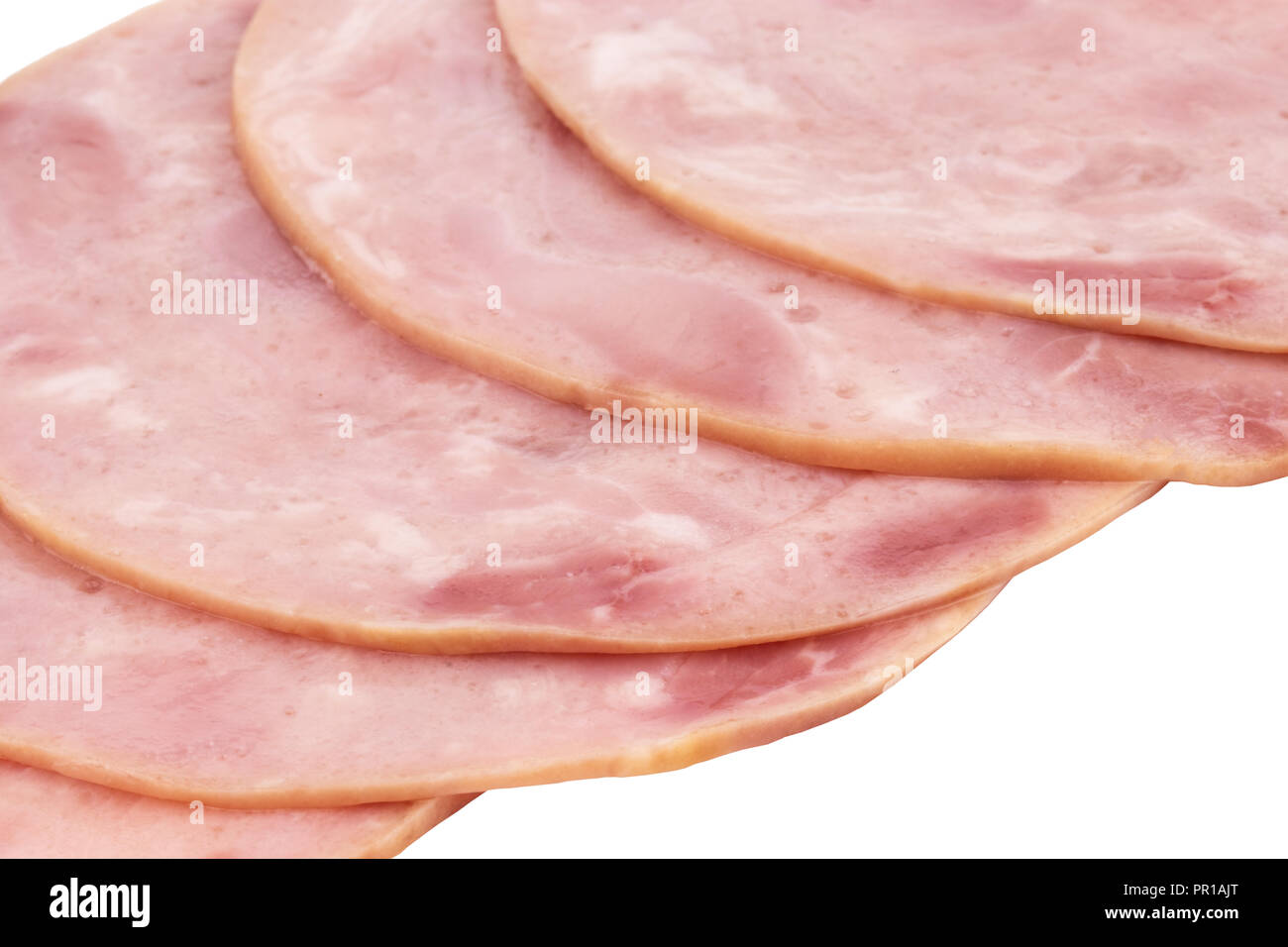 Sliced ham on white background. Pork ham sliced on white background ...