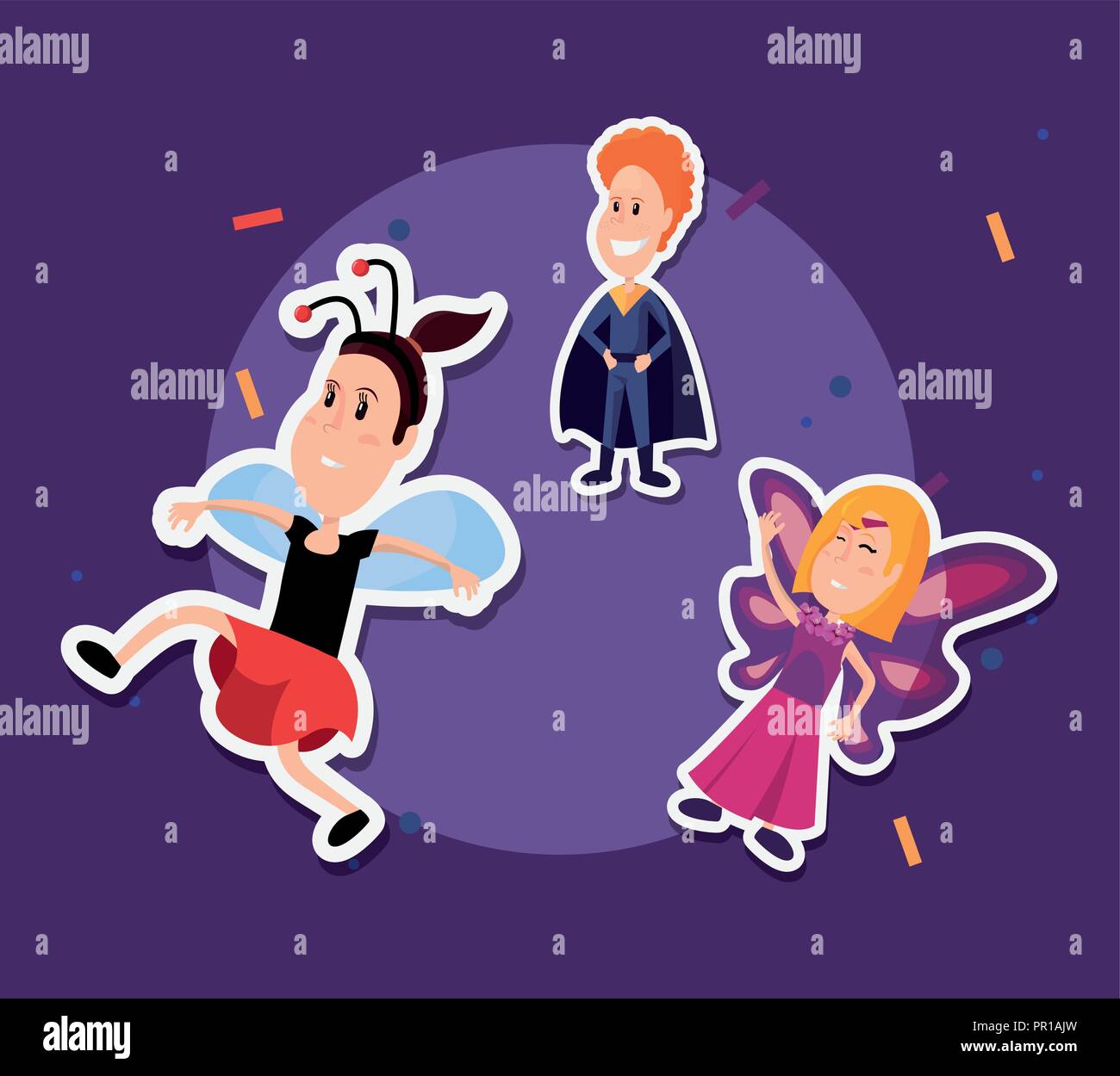 halloween customes butterfly girl ladybug jumping and super boy ...