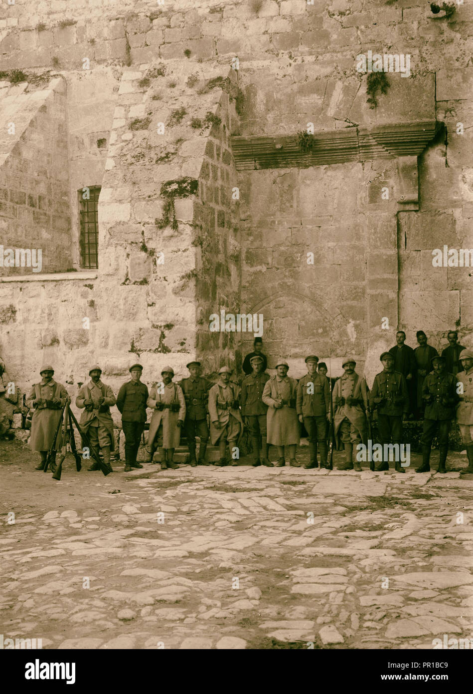 British and French guards at the Church of the Nativity. 1917, West ...