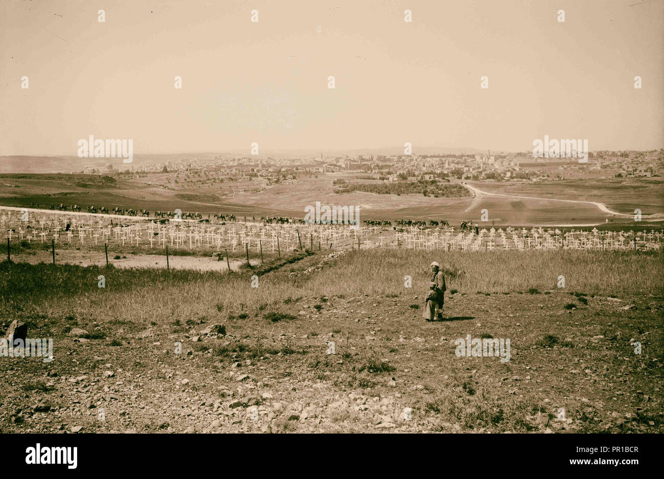 British war cemetery on Mt. Scopus, old view. 1917, Jerusalem, Israel ...