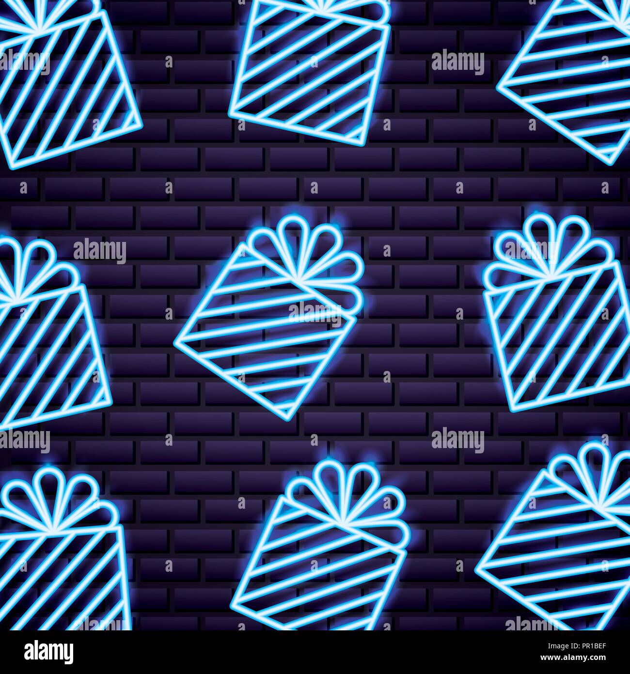 cyber monday gift boxes neon style background vector illustration Stock ...