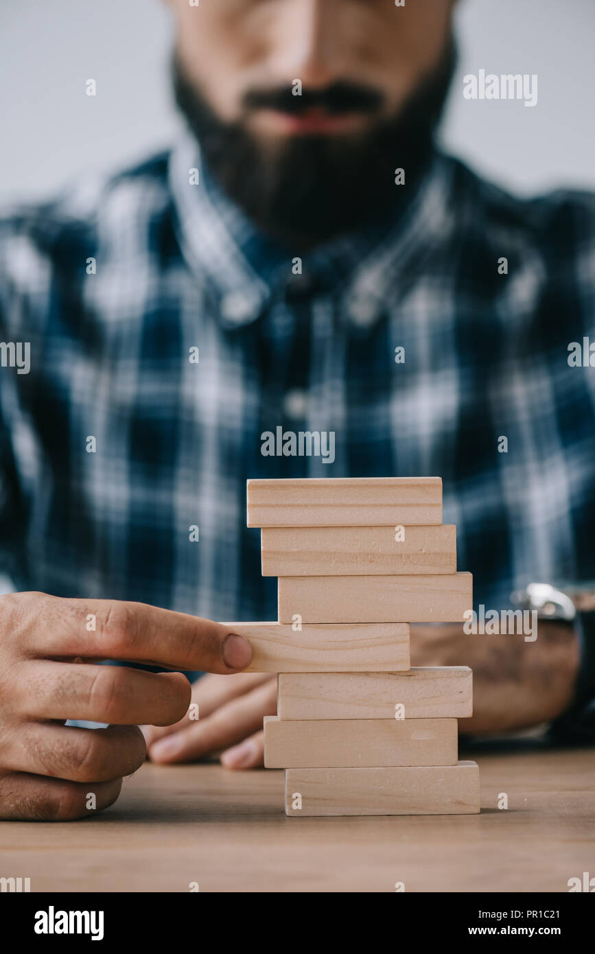 Wooden blocks tower hi-res stock photography and images - Alamy