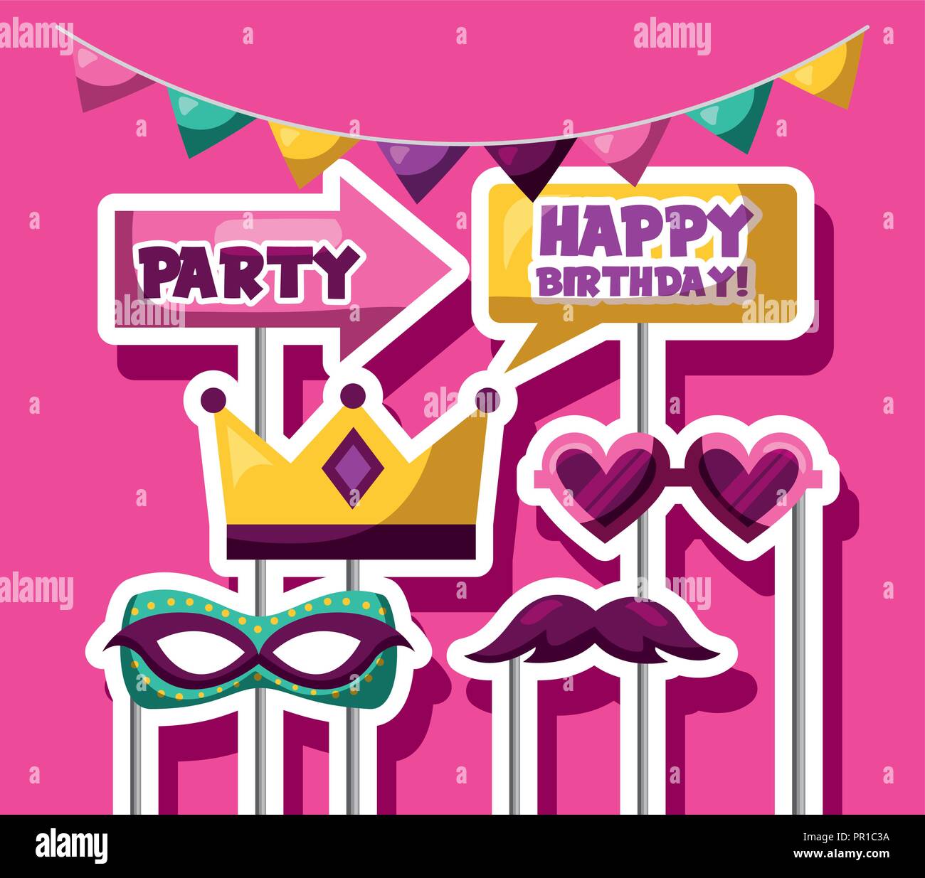 party mask night pennants decoration party arrow sticks photos vector ...