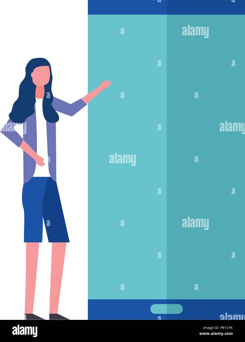 young woman with smartphone avatar character vector illustration design ...