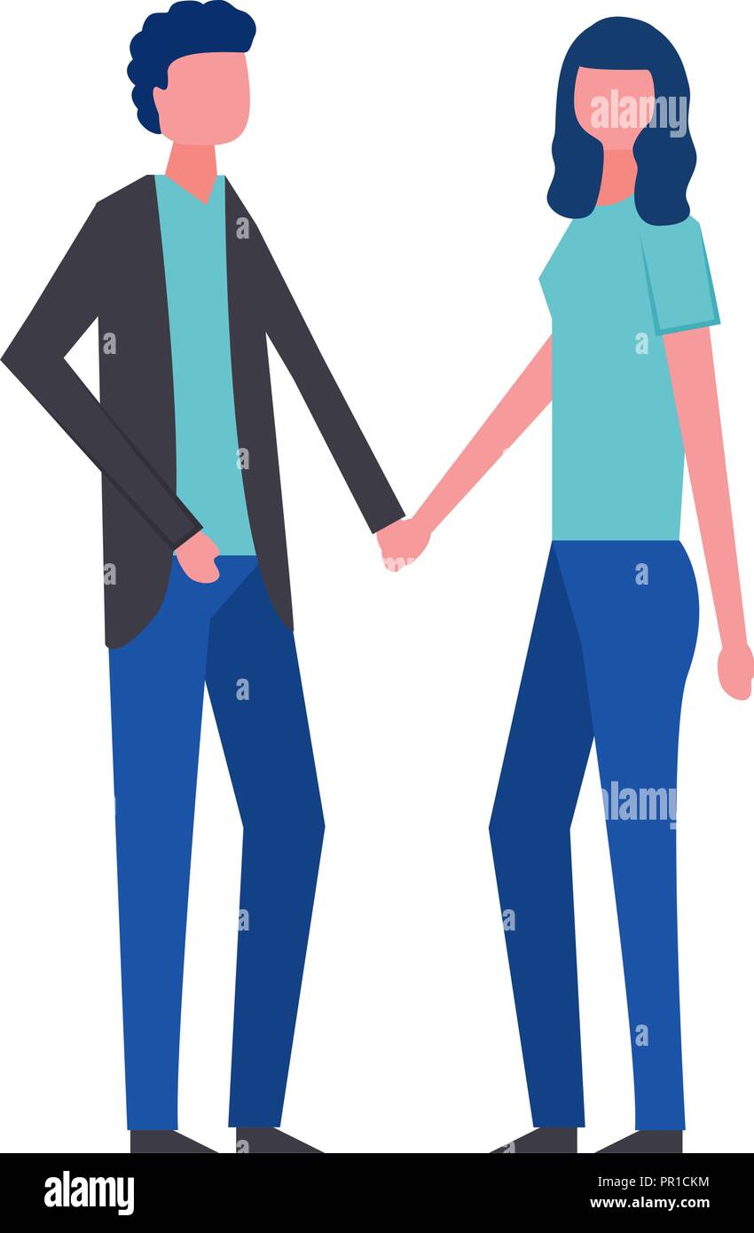 young couple holding hands avatar character vector illustration design ...