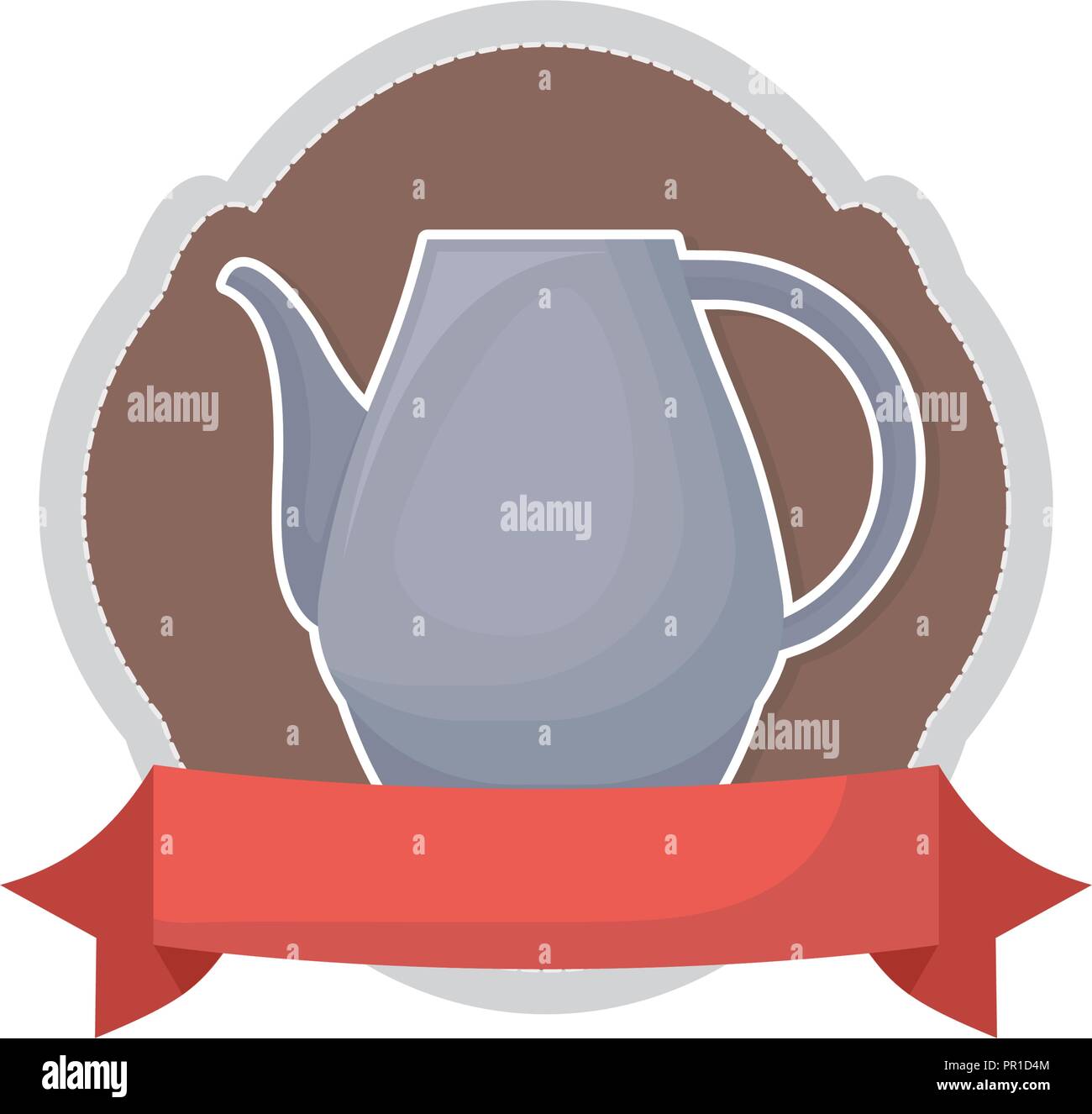 ceramic pitcher kitchenware utensil banner emblem vector illustration ...