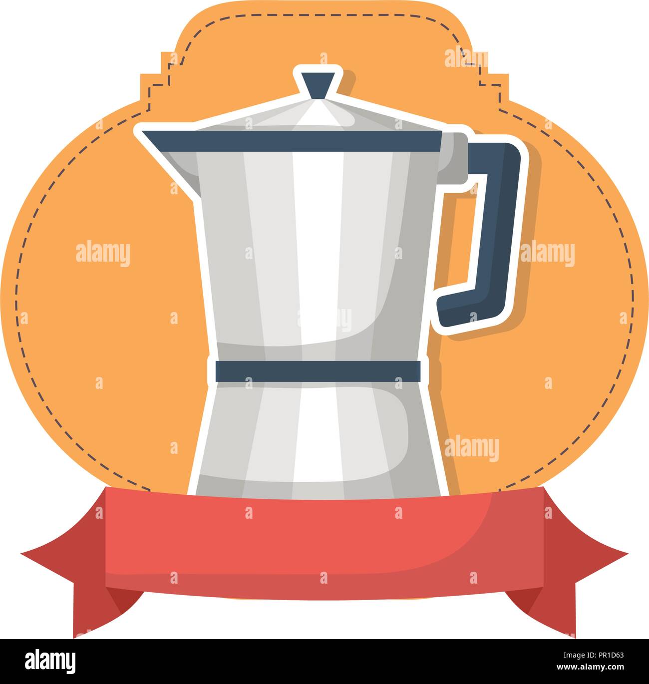 coffee maker utensil kitchen banner emblem vector illustration Stock ...
